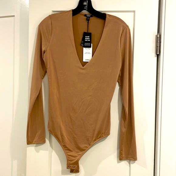 Express | Tops | Nwt Tan Body Contour Bodysuit | Poshmark